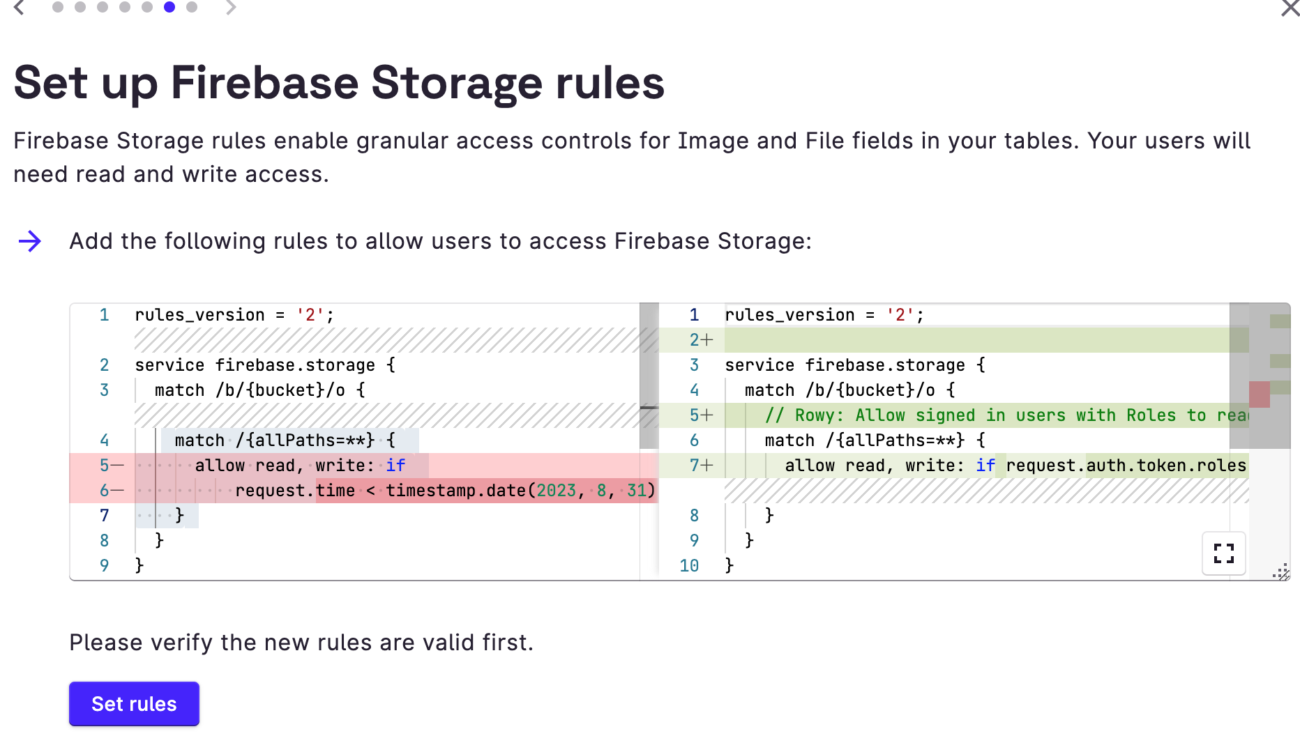 Firebase Storage rules - BuildShip + Rowy