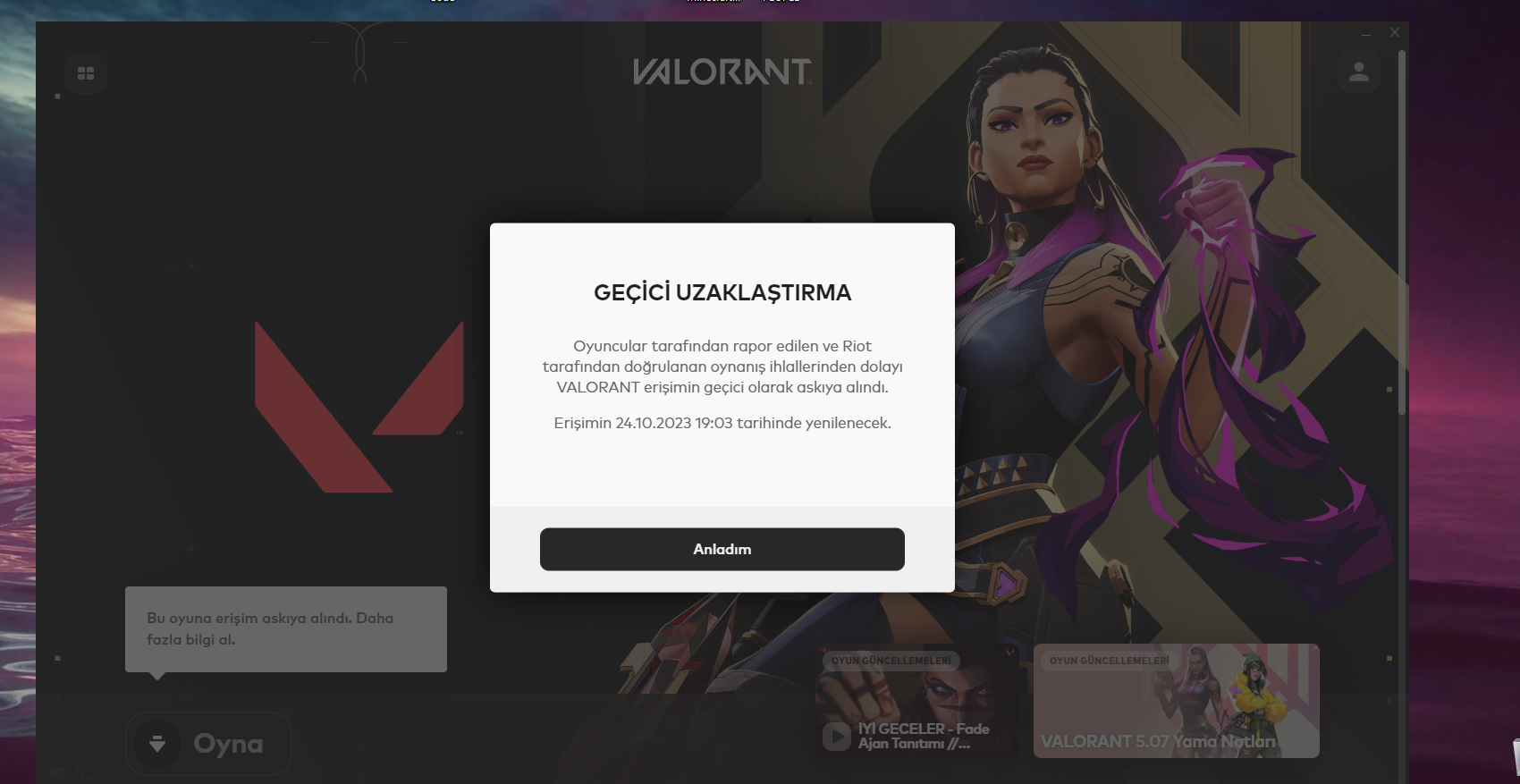 I was banned for 1 week because of afk. And because I was afk for 10 ...