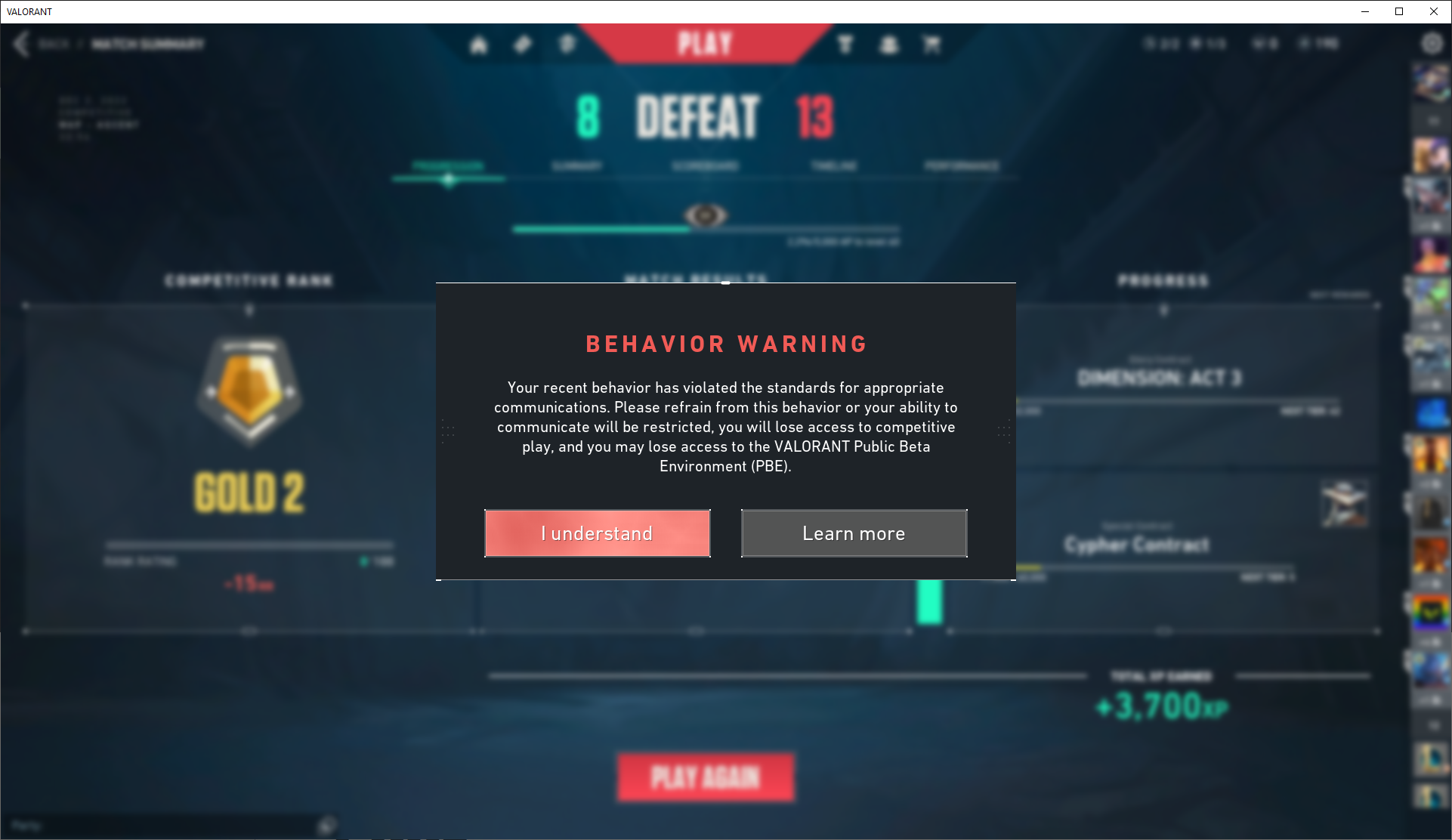 Behaviour Warning? - VALORANT