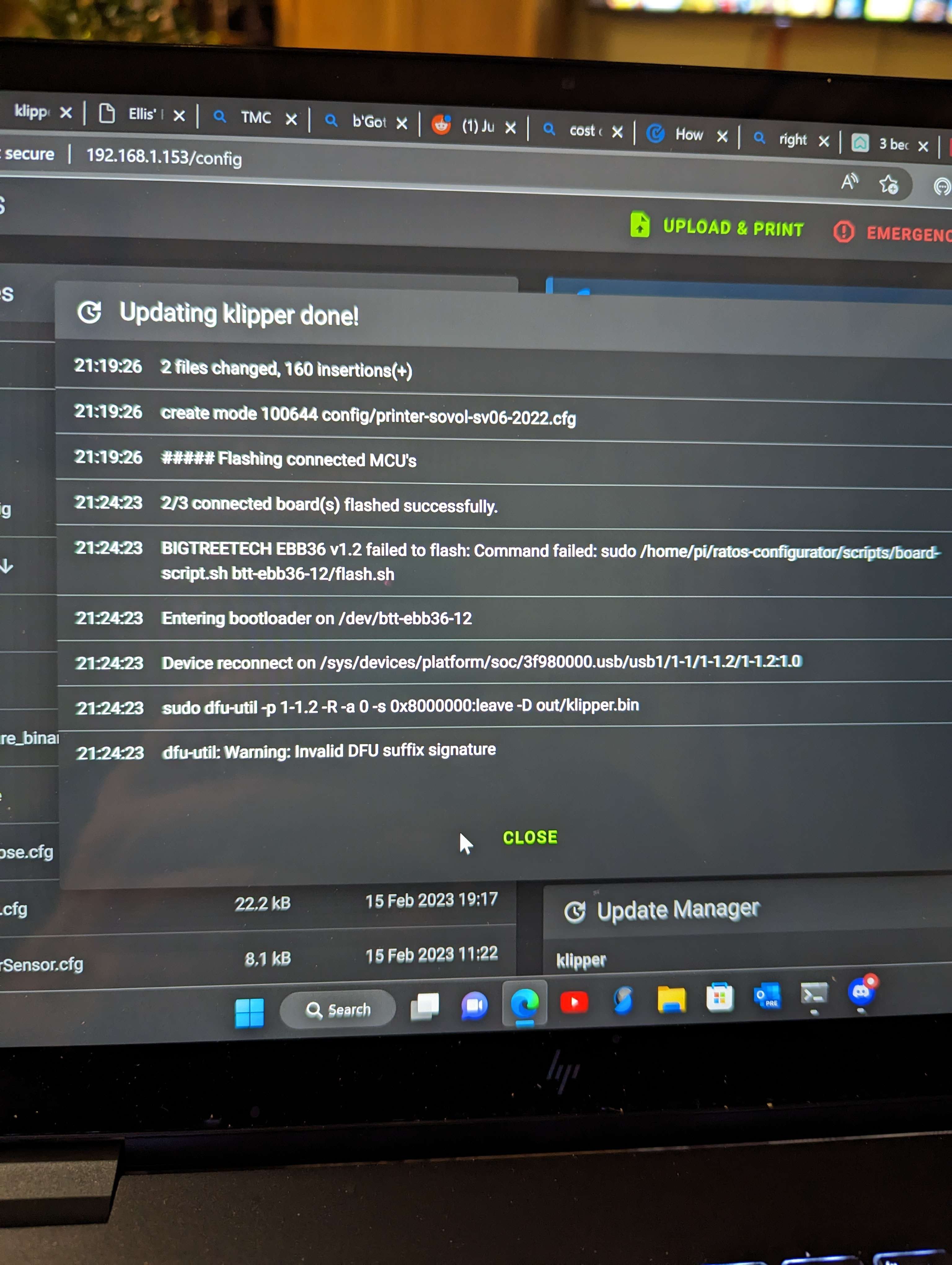 EBB36 v1.2 failing flashing when updating klipper - Rat Rig Community [Unofficial]