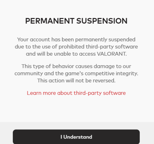 Permanent Suspension - VALORANT
