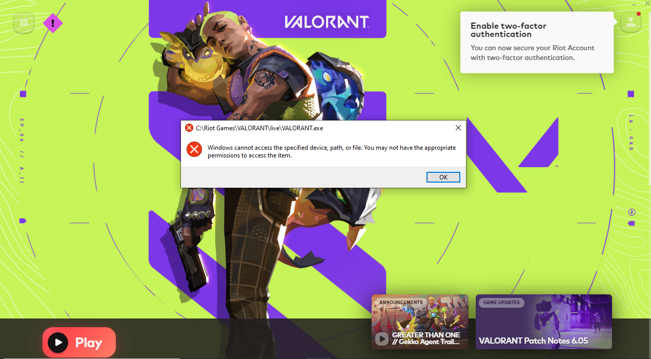 valorant cant open - VALORANT