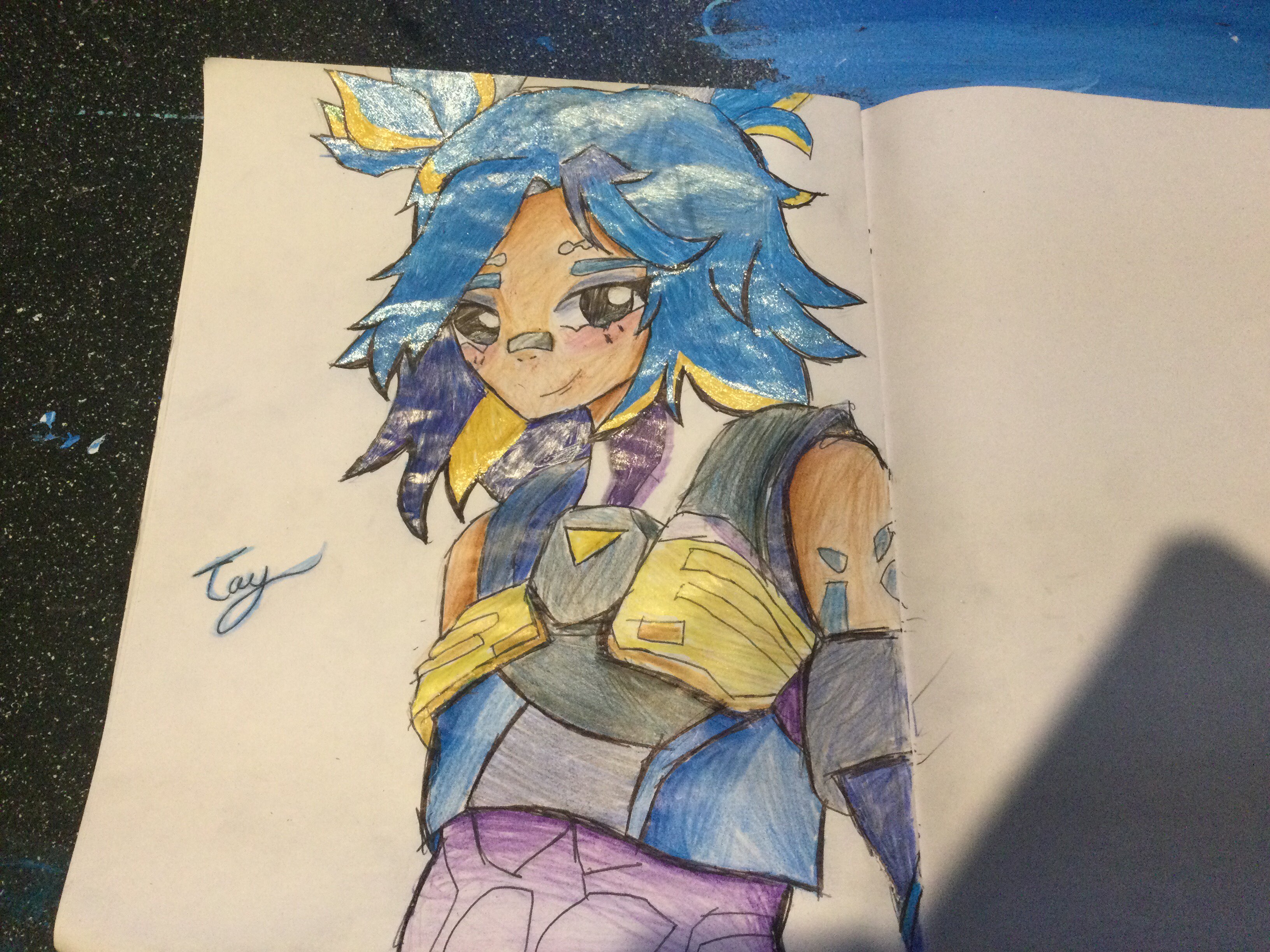 pencil and glitter pen neon drawing - VALORANT