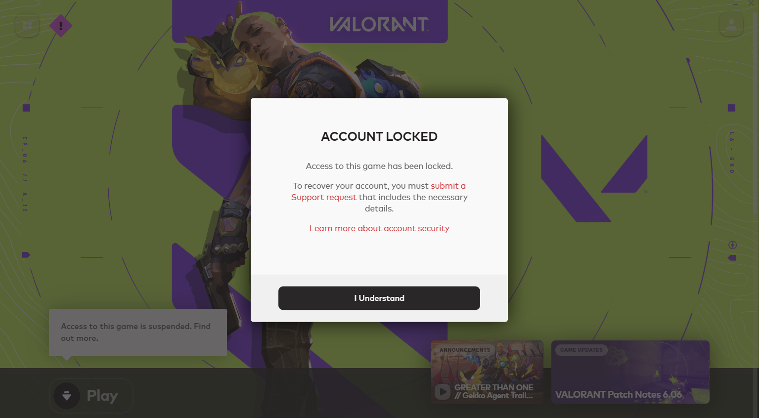 my account is locked - VALORANT
