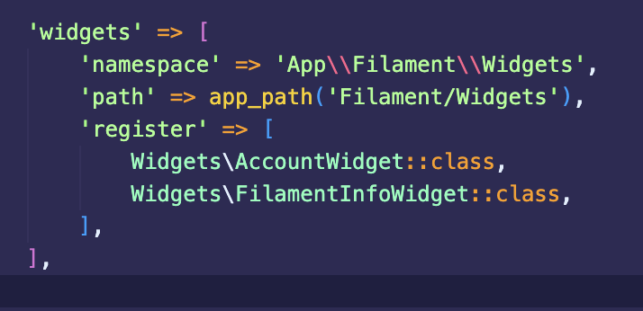 How to add widgets to default dashboard page. - Filament
