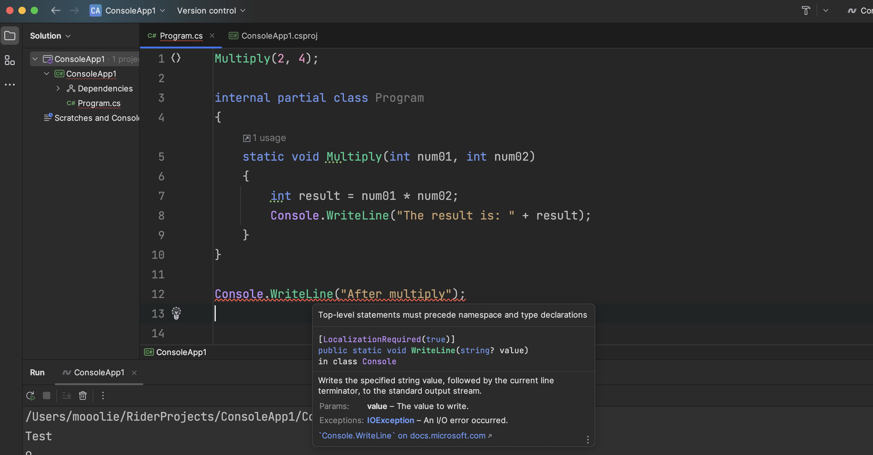 top level statements - C#
