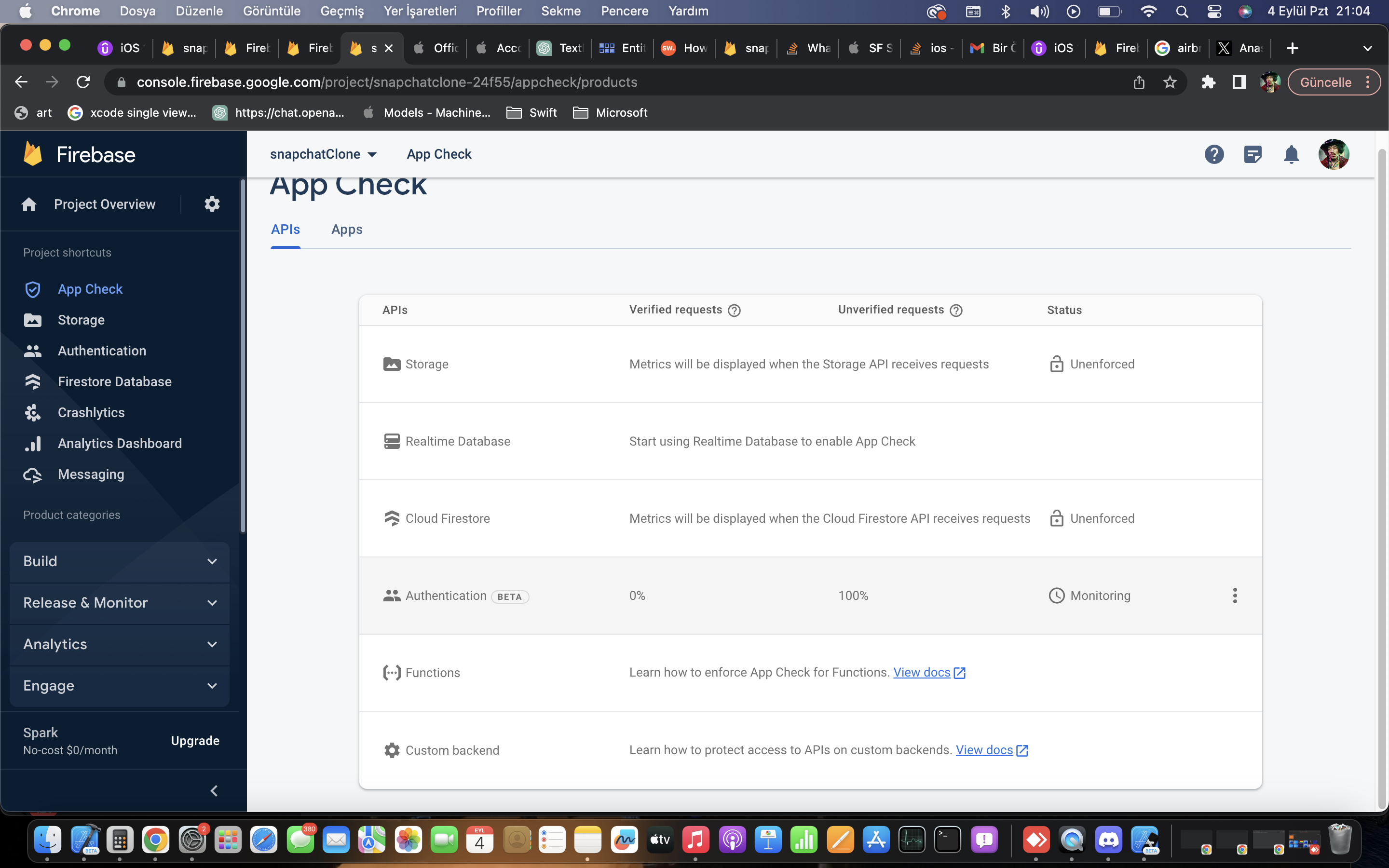 My Swiftui Projects User Creation Requests Look Unauthenticated Even If I Unenforce Appcheck