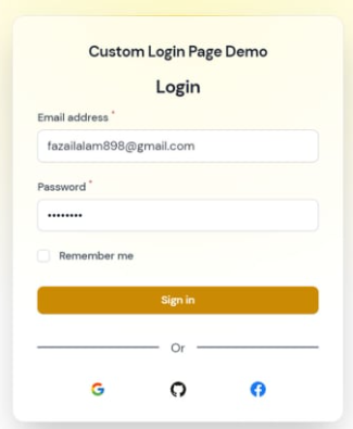 Custom login page interface - Filament
