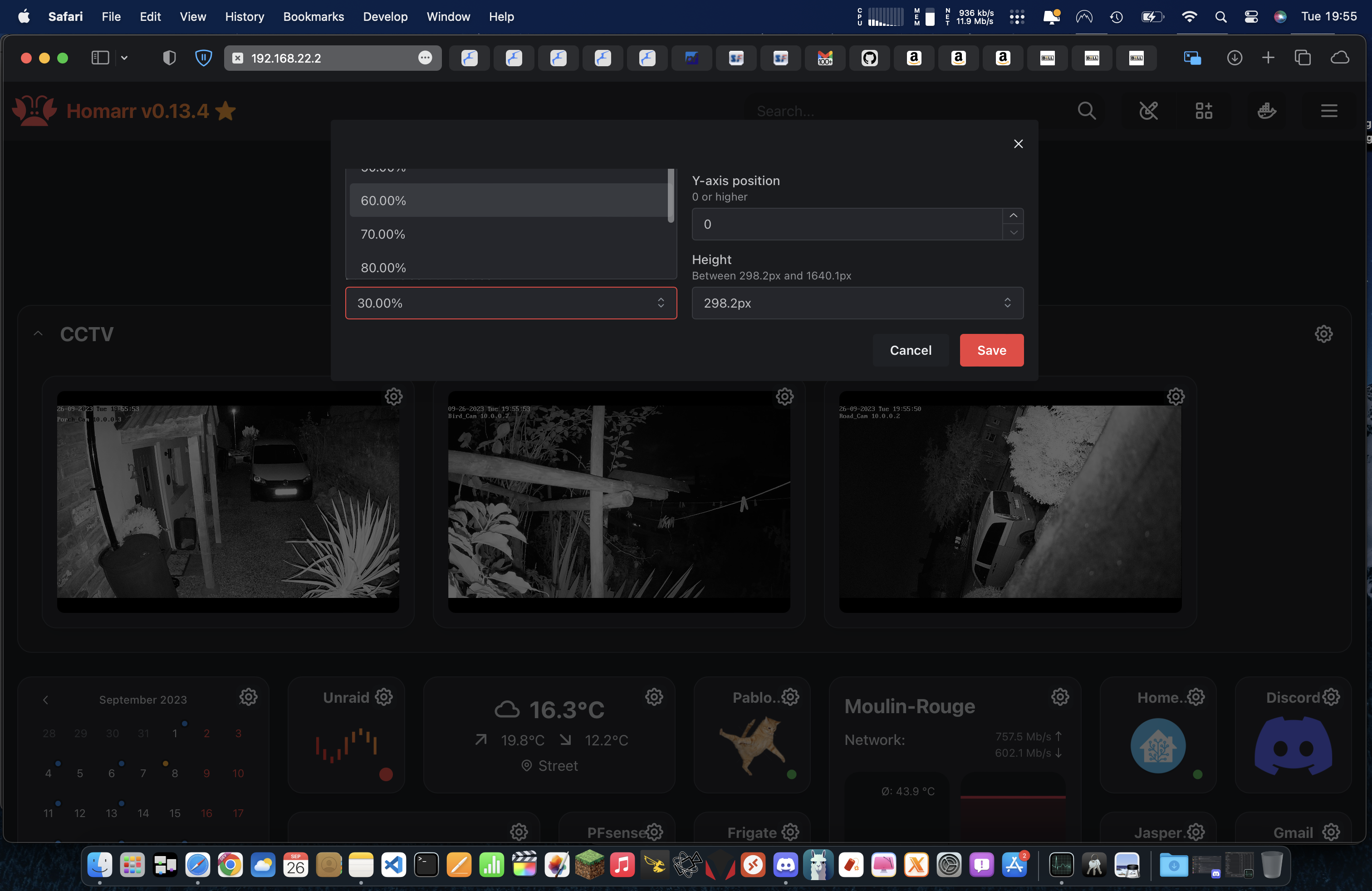 Can't change size as top of scroll bar missing - Homarr