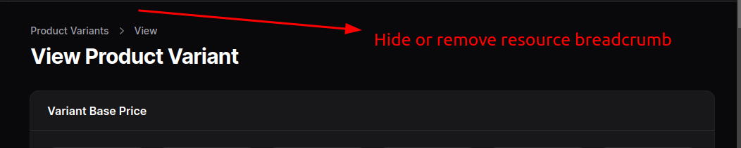 How to hide resource breadcrumb? - Filament