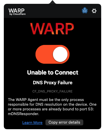 Unable to connect - 1.1.1.1 with WARP - Port 53 : mDNSResponder ...