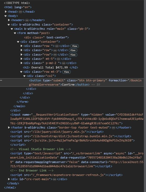 Razor pages, not reaching OnPost method - C#