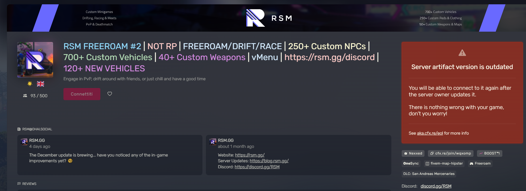 Support Connect Server RSM 2 FiveM - RSM.GG ~ Freeroam