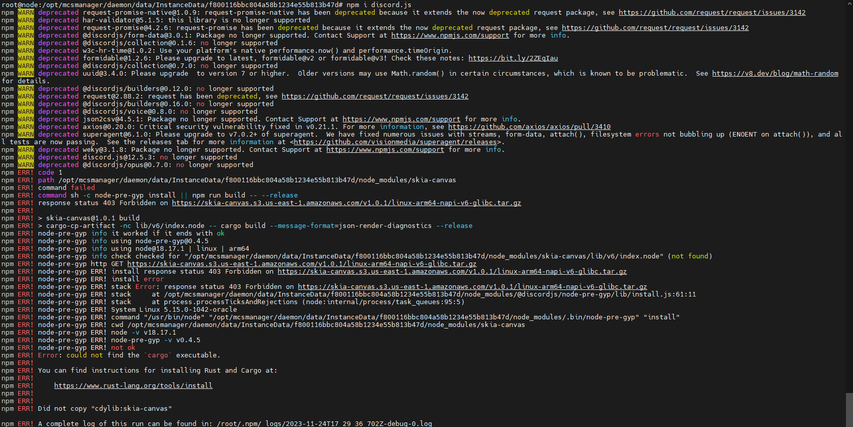 npm can't install discord.js - discord.js - Imagine an app