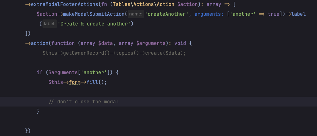 How do I keep the modal open? - Filament
