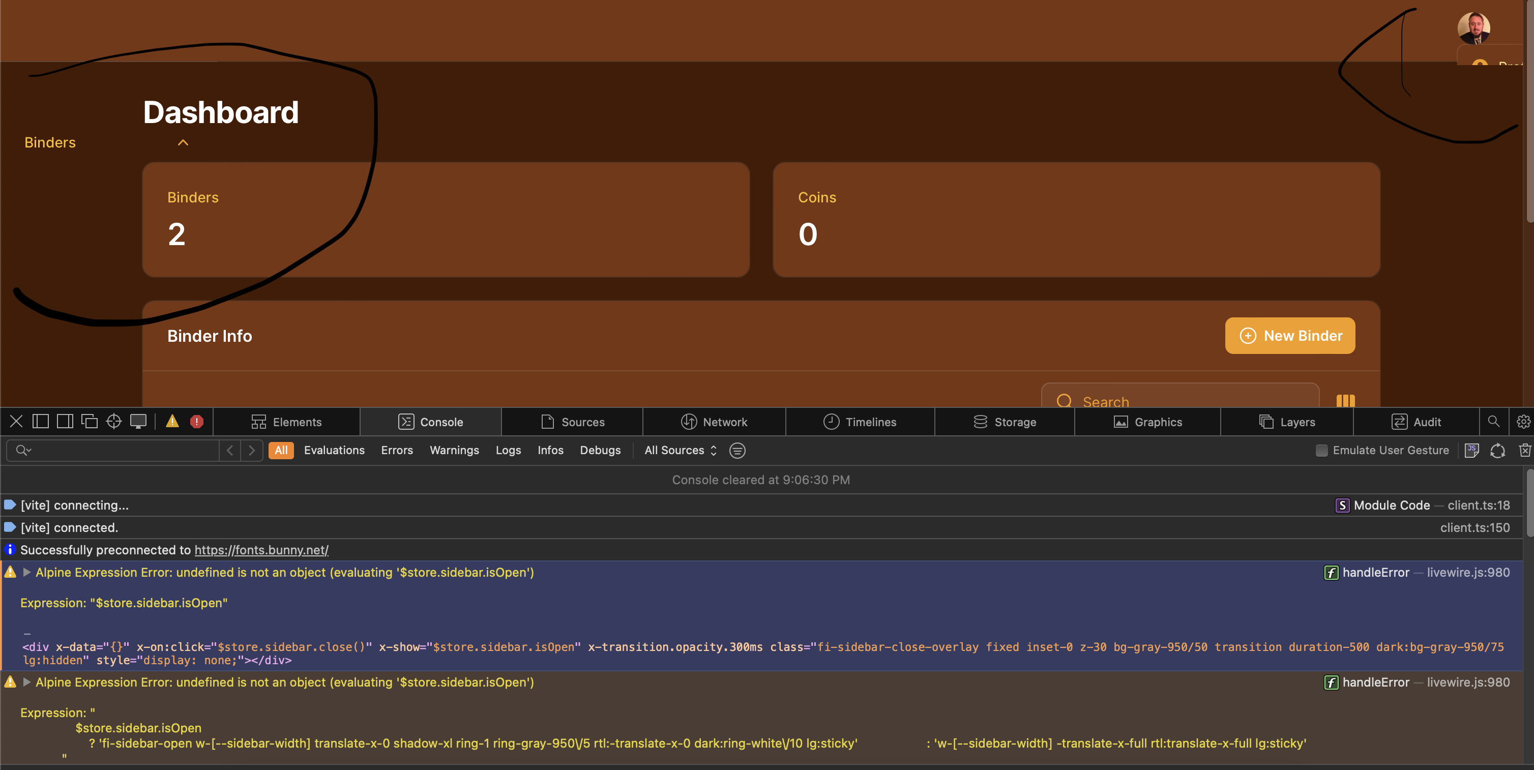Initial Login Alpine Error - Filament