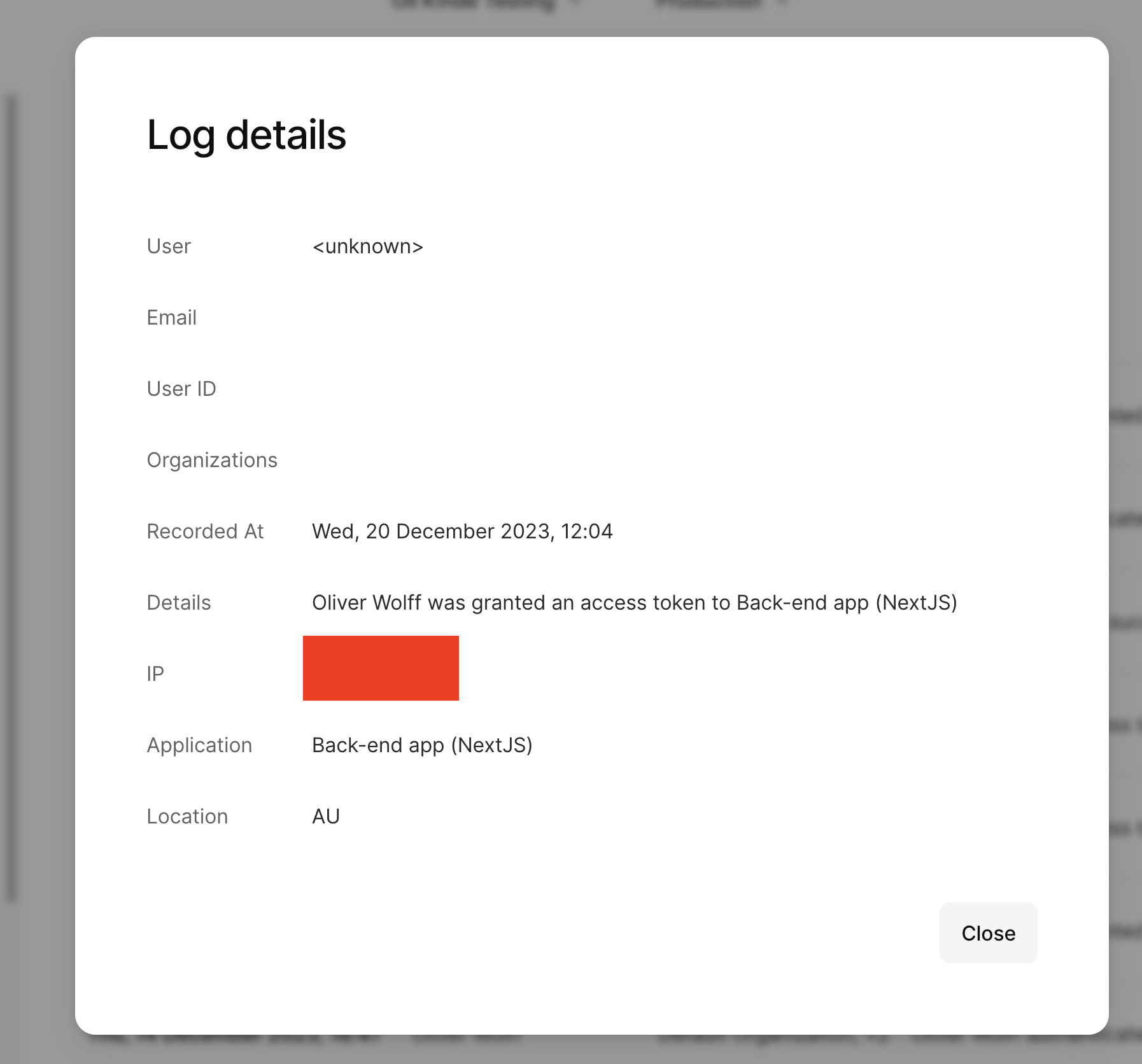 Audit log missing details - Kinde