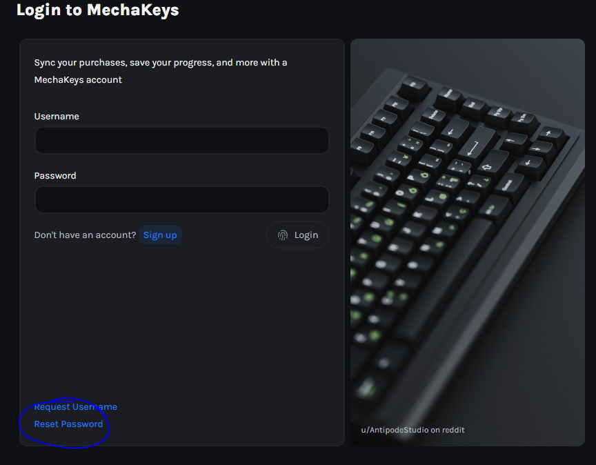 i can't change my password and i forgot the old one - MechaKeys