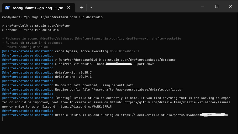 Can I connect to a drizzle-kit studio running inside a vps when using ...