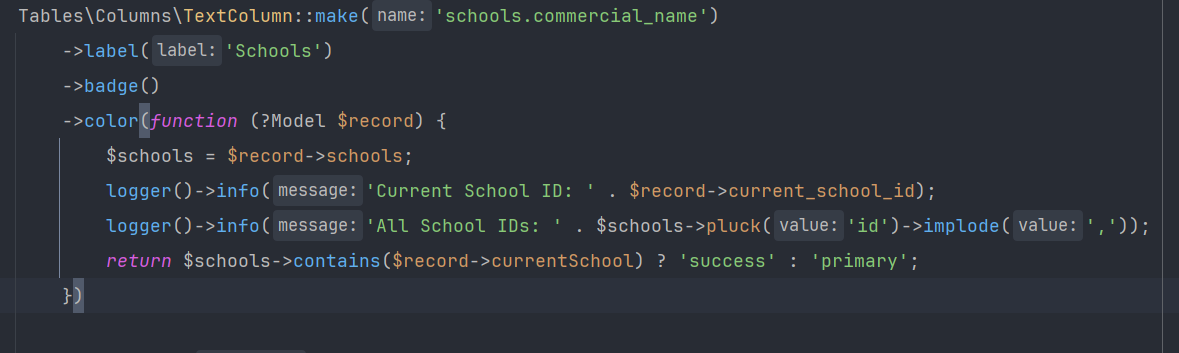How to set badge color from relation - Filament