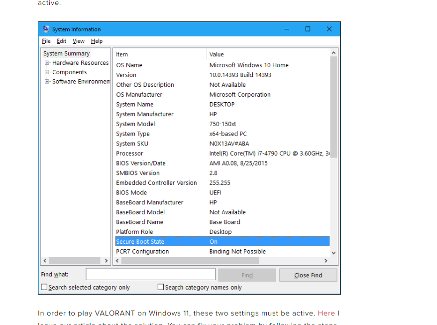 secure boot verification failure - VALORANT