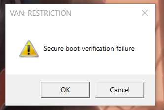 secure boot verification failure - VALORANT