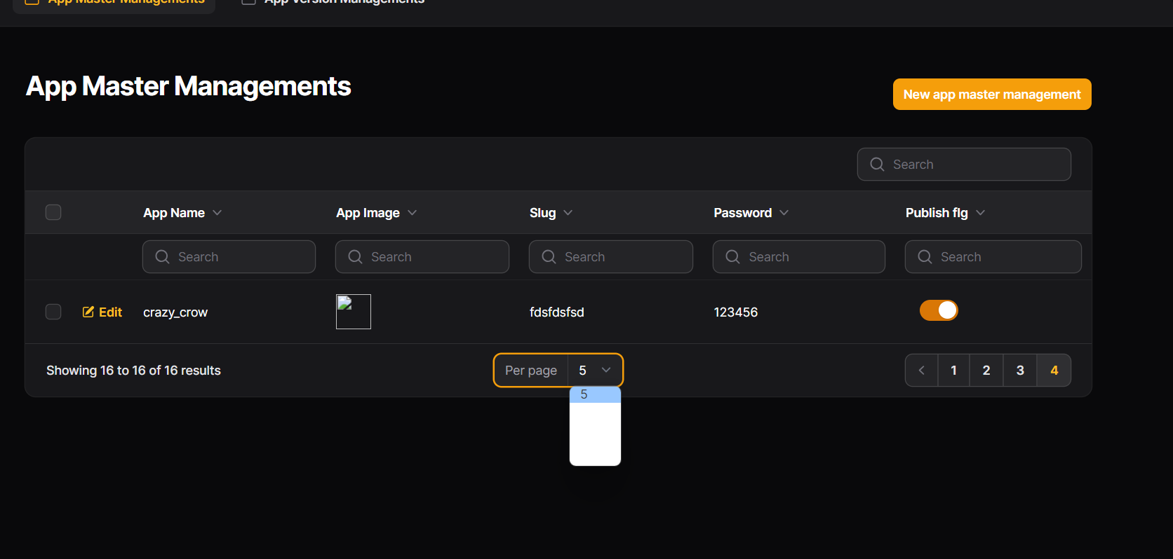 pagination select option in dark theme - Filament