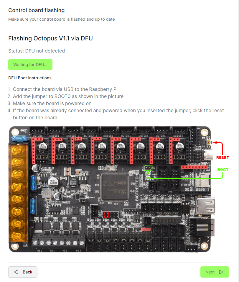 DFU not detected, BTT board not detected, can't flash my BTT Octopus v1 ...