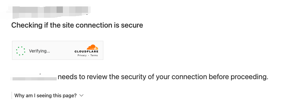 Website keep getting Verifying that you are not a robot... in loop, how disable that ...