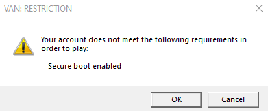 VAN RESTRICTION: Secure Boot Enabled - VALORANT