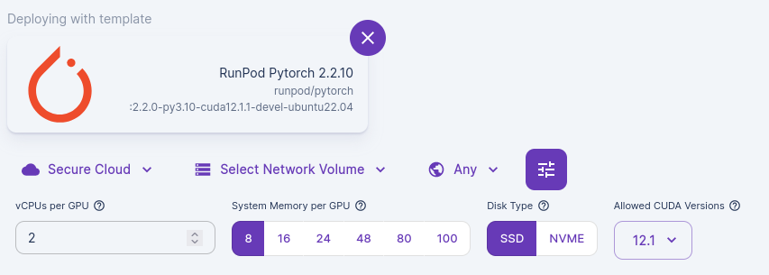 Pod is unable to find/use GPU in python - RunPod