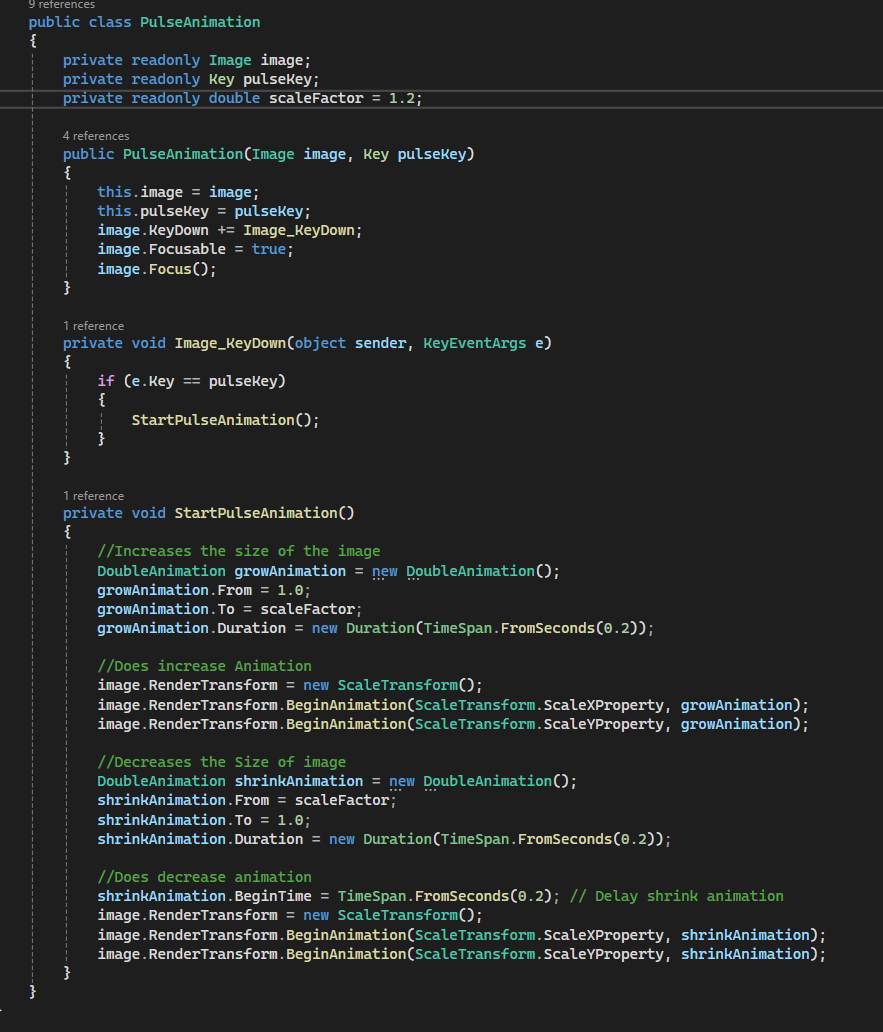Pulse Animation with certain keys (NEED HELP!) - C#