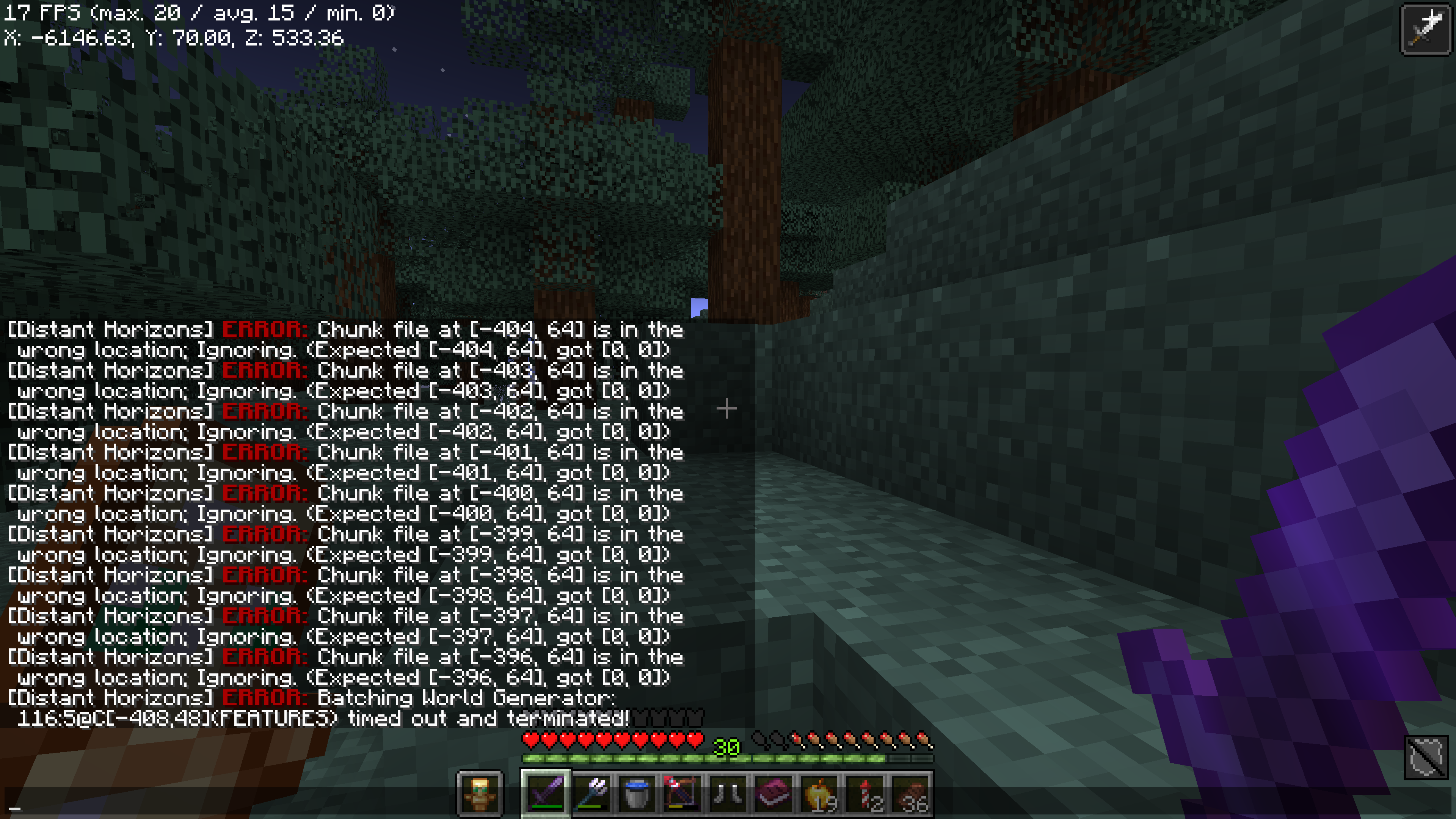 sudden lag spike and a ton of error messages - Distant Horizons