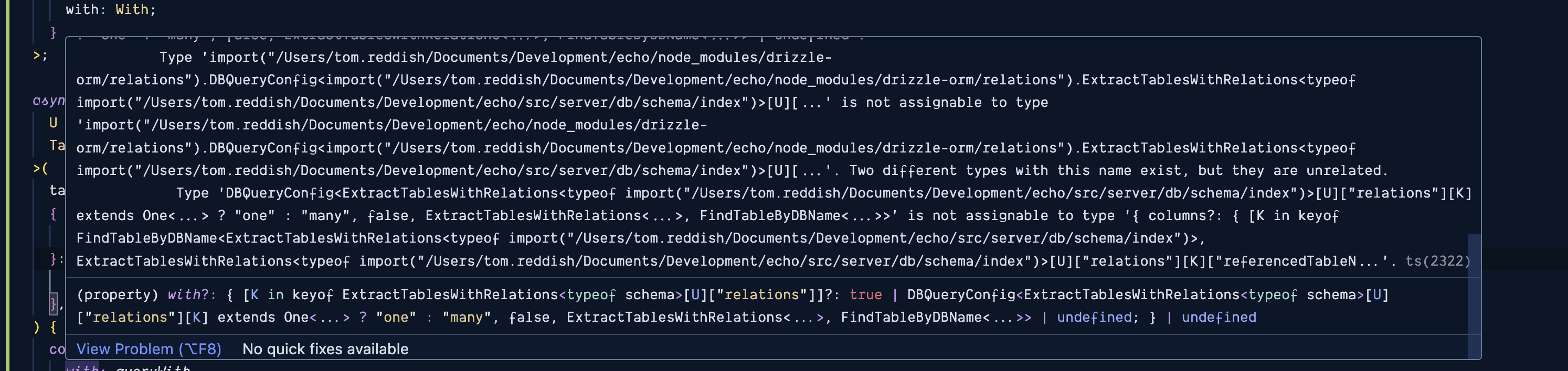 Help With Types Relational Query Function Drizzle Team 5889