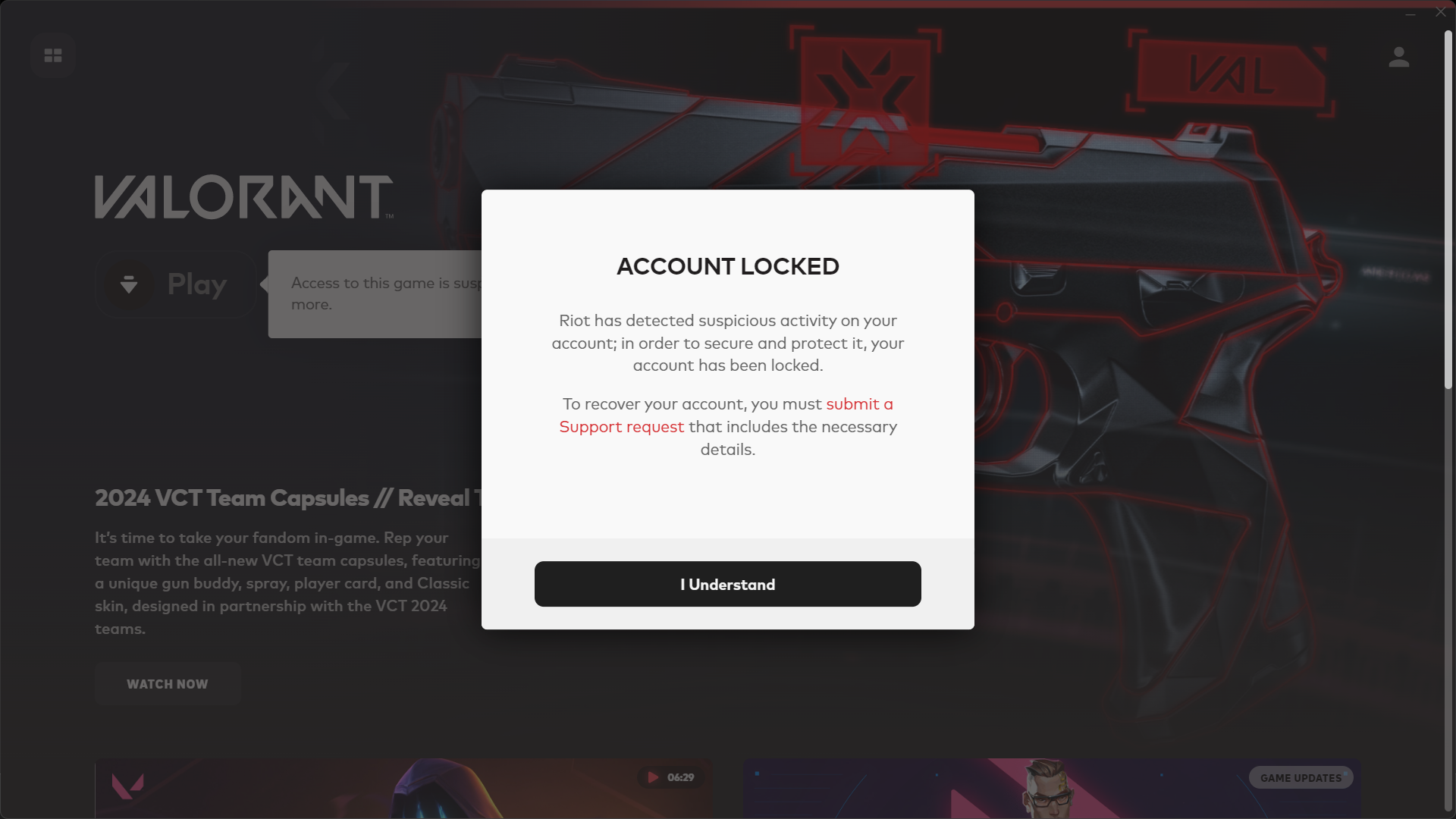 Account Suspended - VALORANT