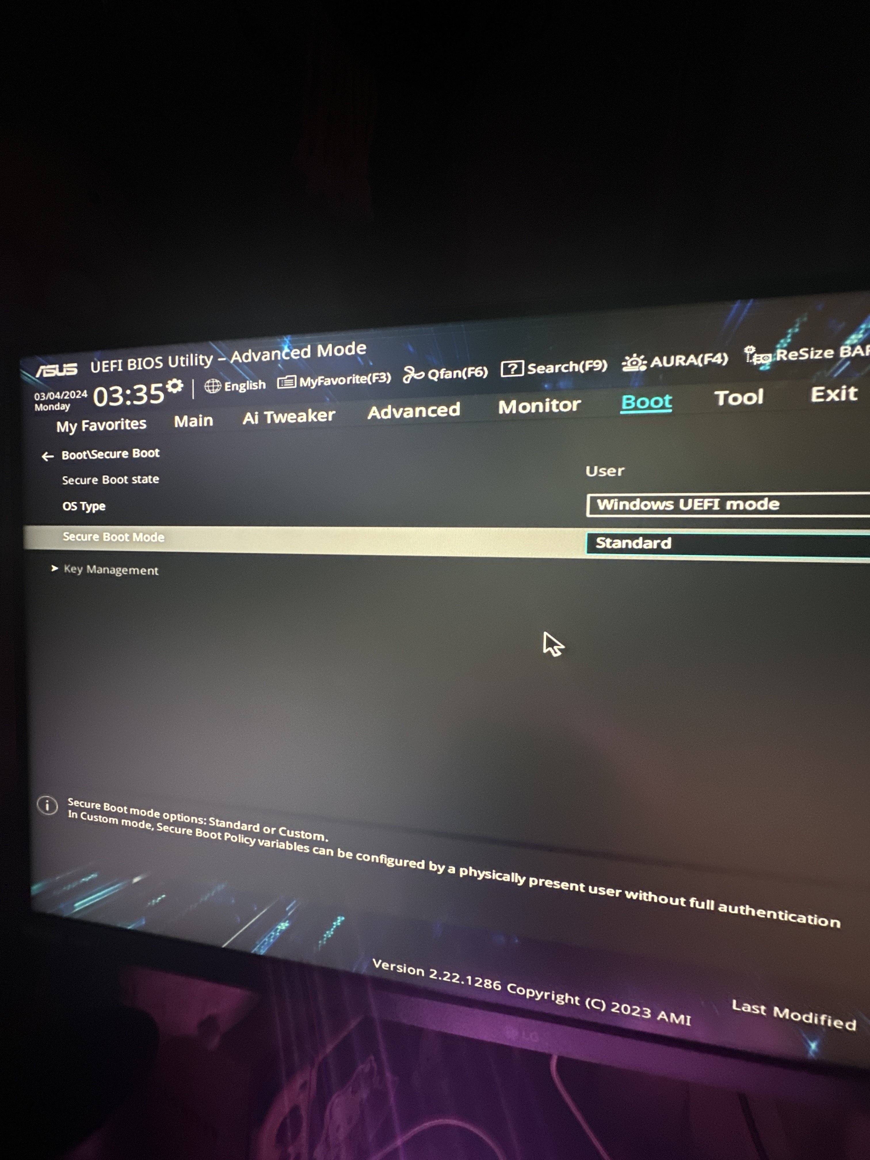 secure boot/van9003 - VALORANT