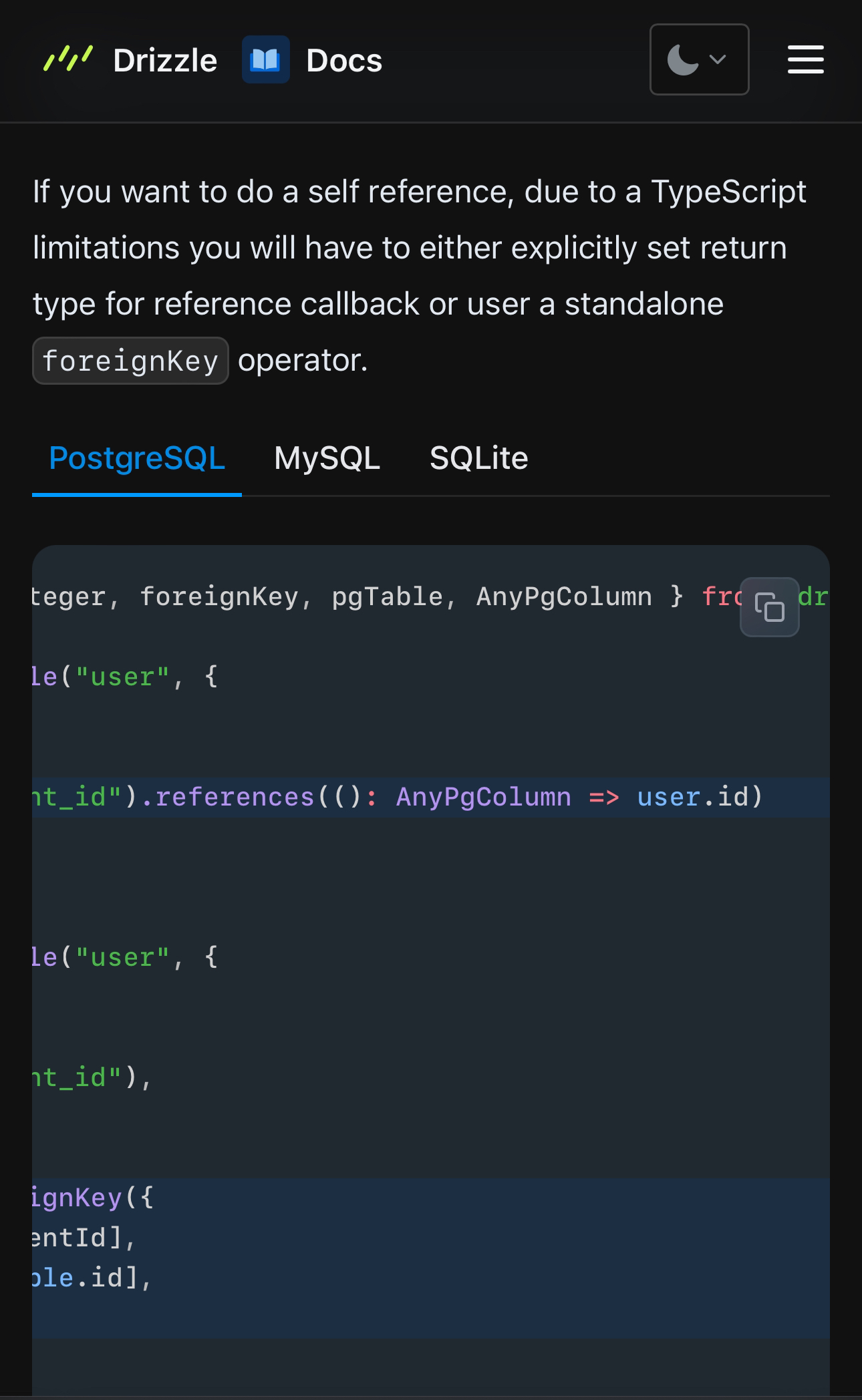 Sqlite Cyclic Reference Ant Types Inference Drizzle Team