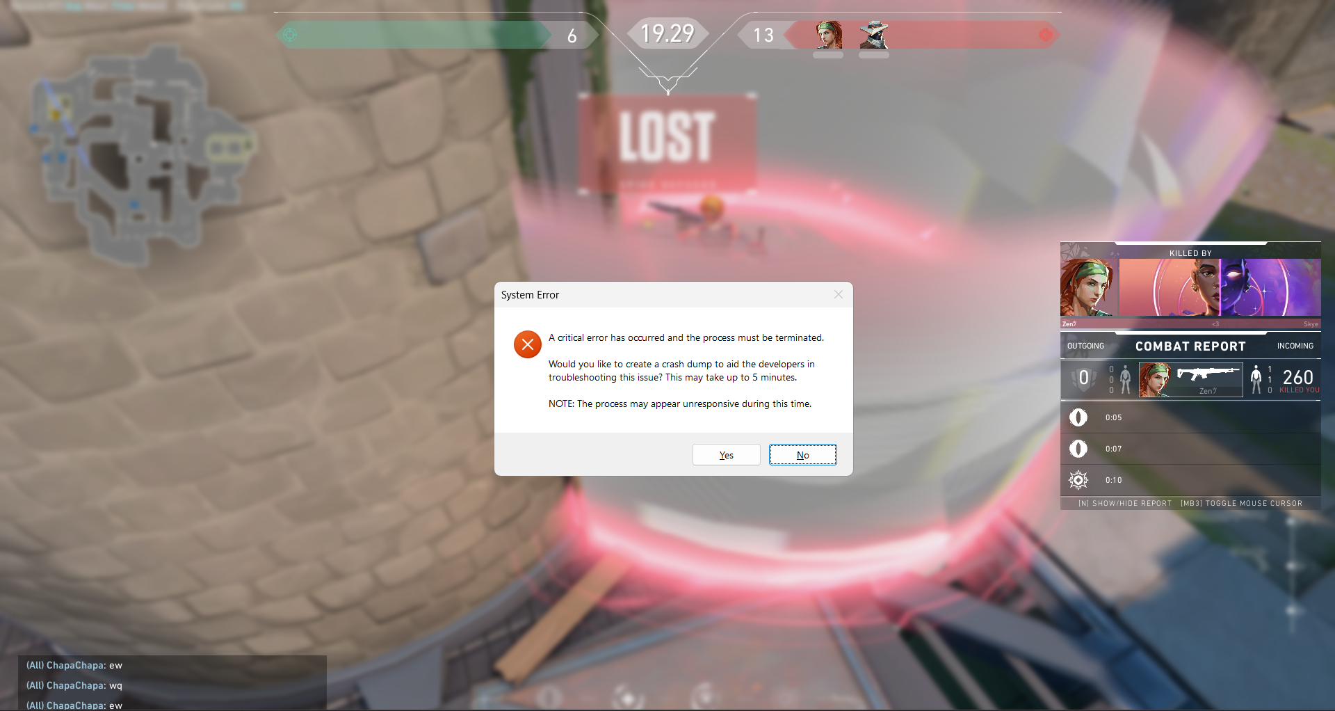 My valorant crashed when i lost the game - VALORANT