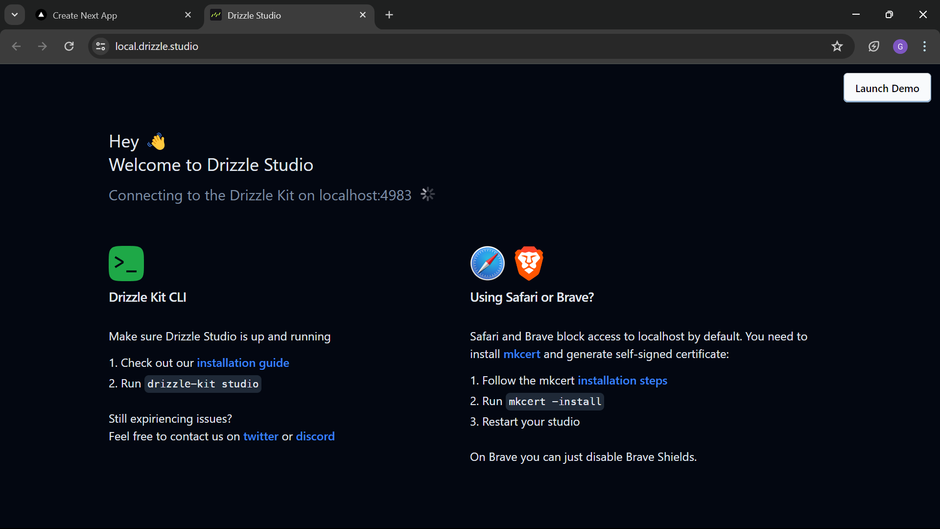 Drizzle studio never loads. - Drizzle Team