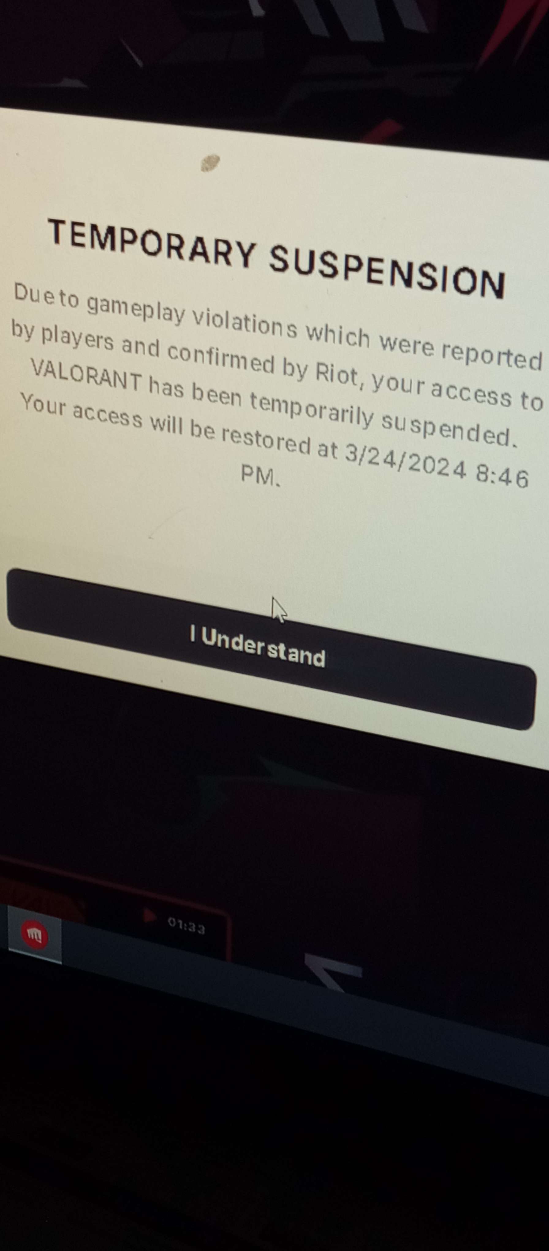 temporary suspension - VALORANT