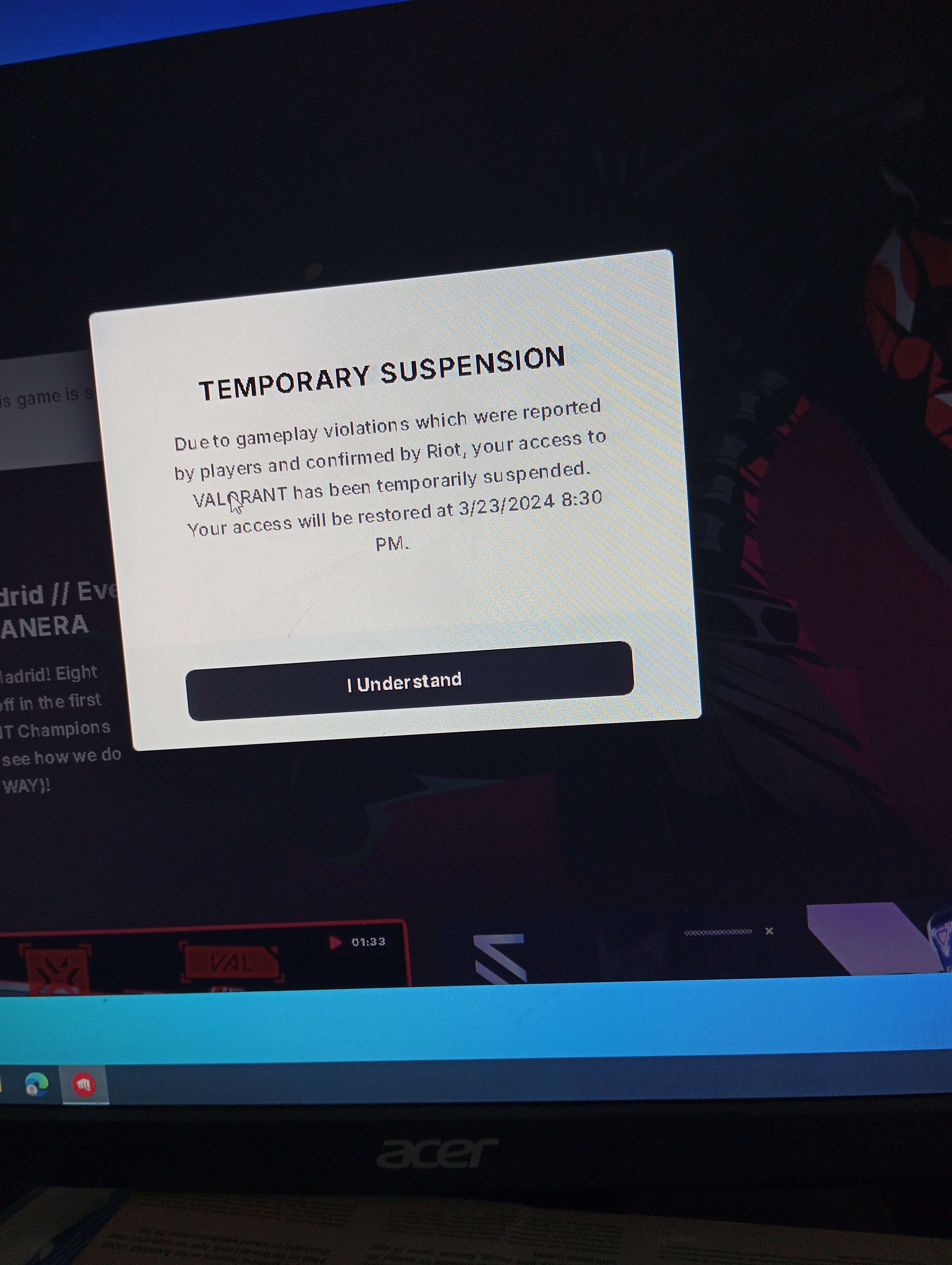 temporary suspension - VALORANT
