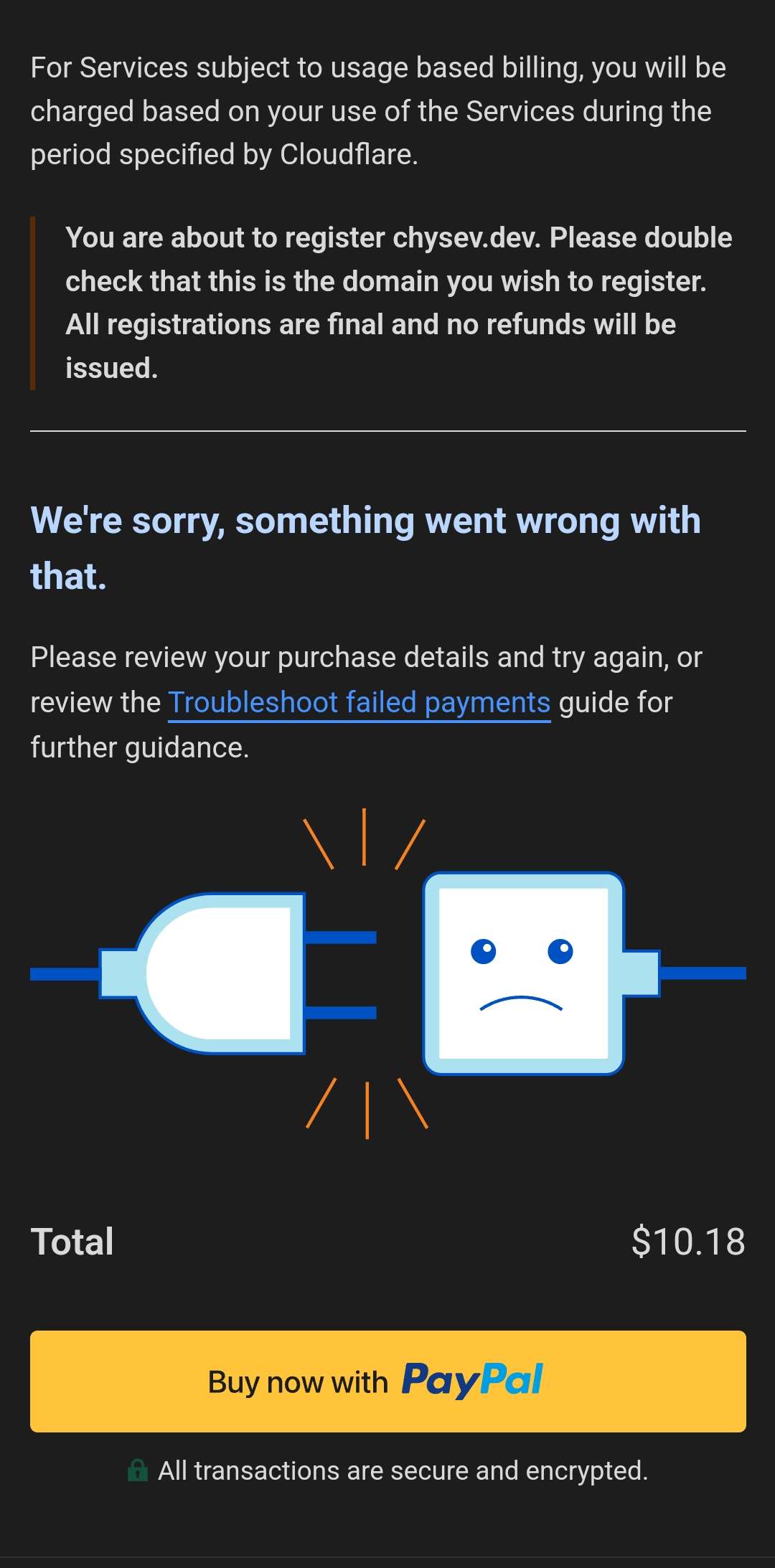 Cant purchase a domain - Cloudflare Developers