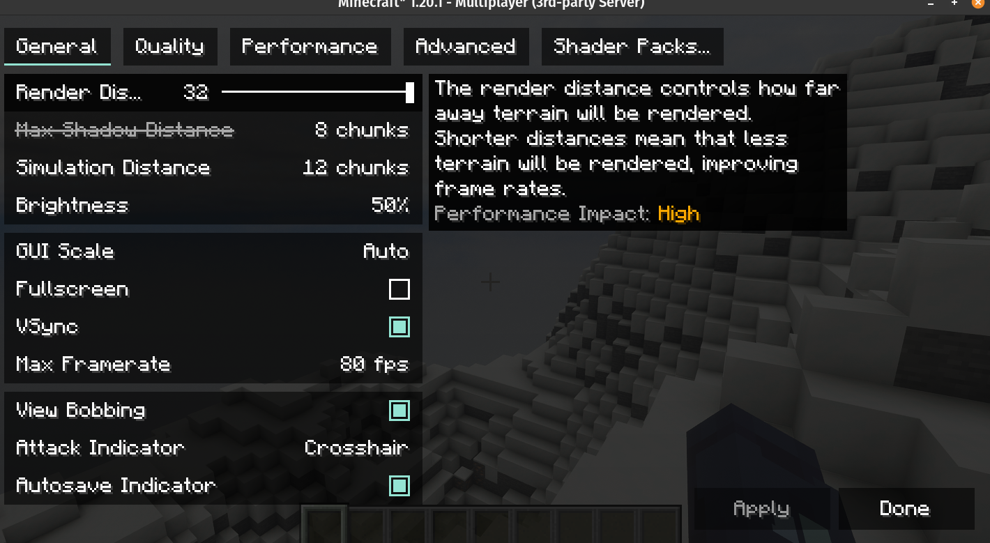 Can't get the render distance beyond 32 chunks - Distant Horizons