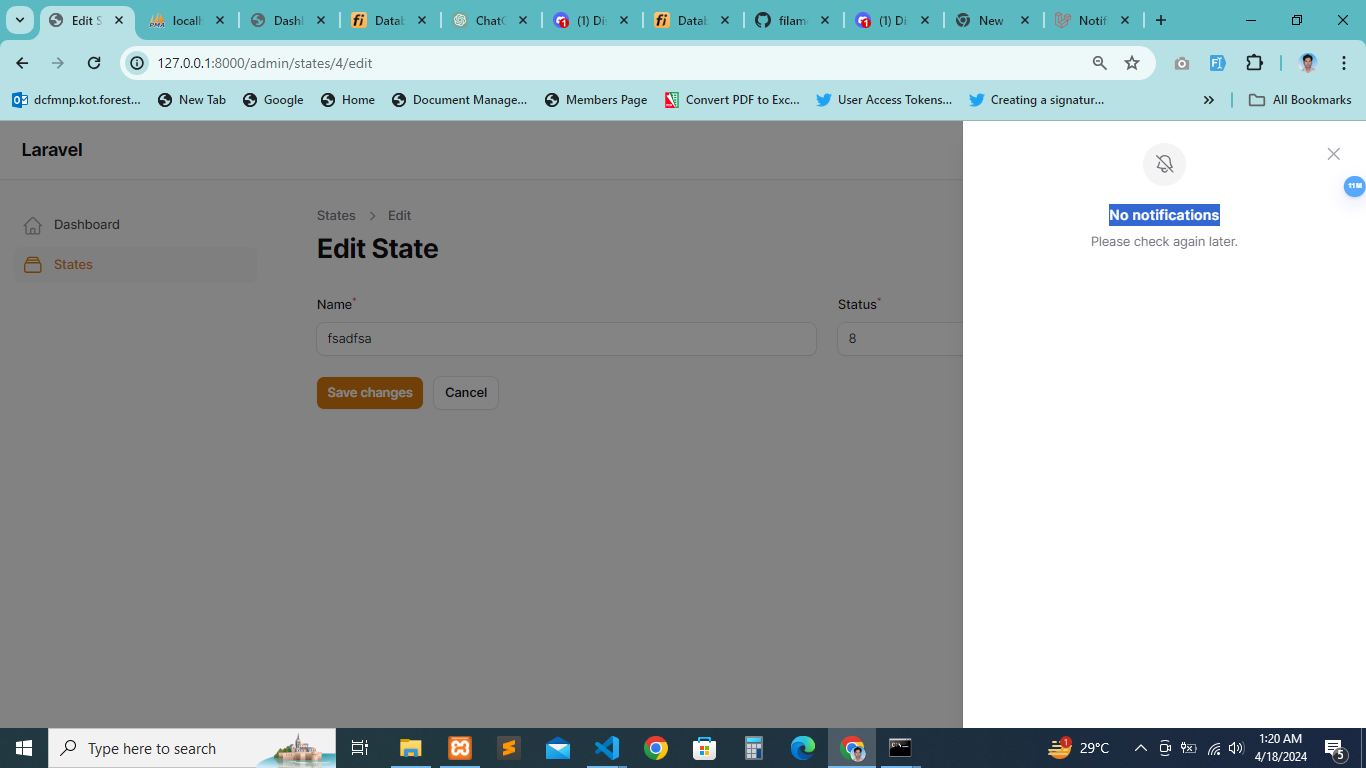 database notification not working - Filament